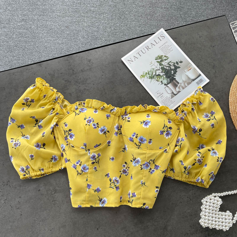 Floral Chiffon Cropped Top on Luulla