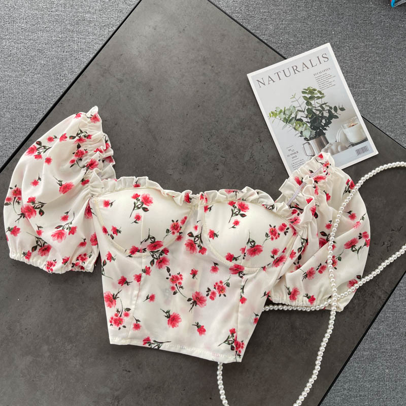 Floral Chiffon Cropped Top on Luulla