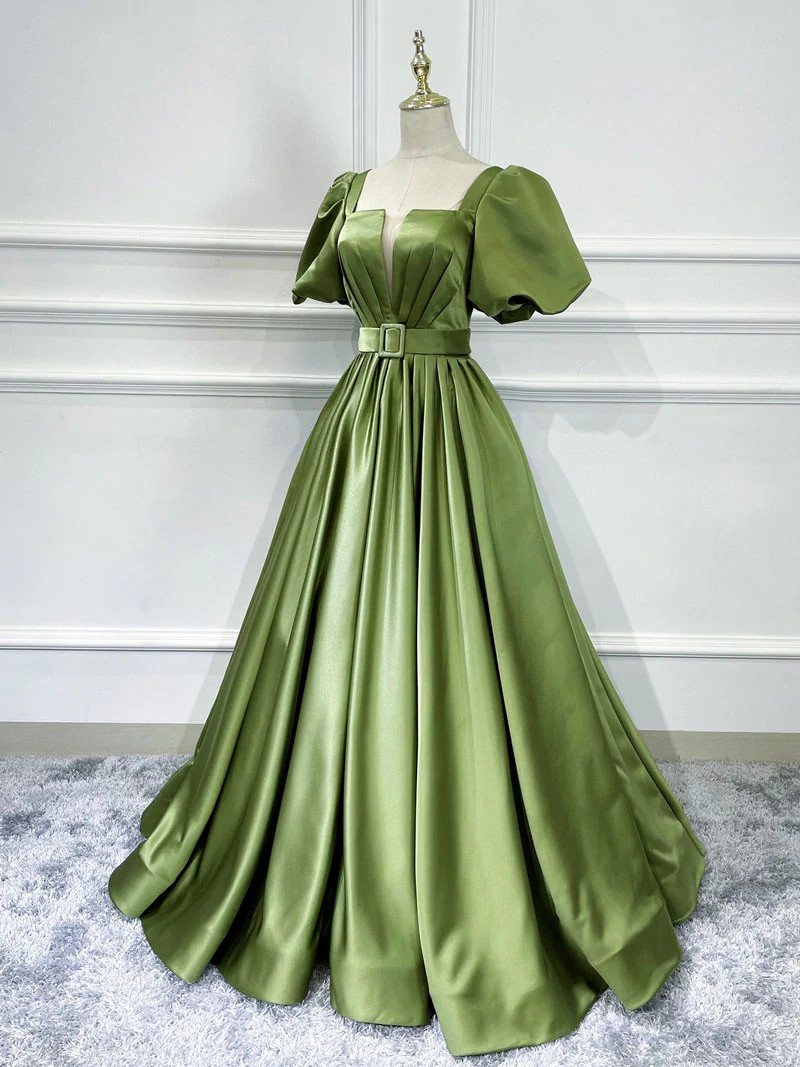 Gorgeous Green Satin Long Prom Dress,green Satin Evening Dress on Luulla