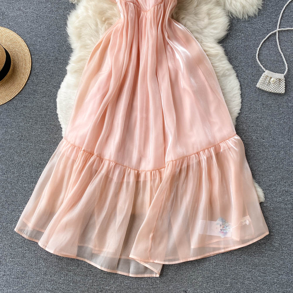 Pink Streamer Textured Ruffled One-line Neck Off-the-shoulder Holiday ...