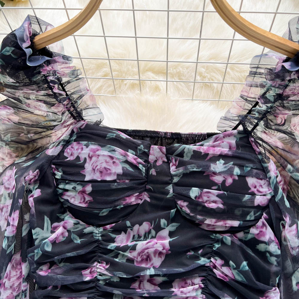 Long-sleeve Printed Crinkle Top on Luulla