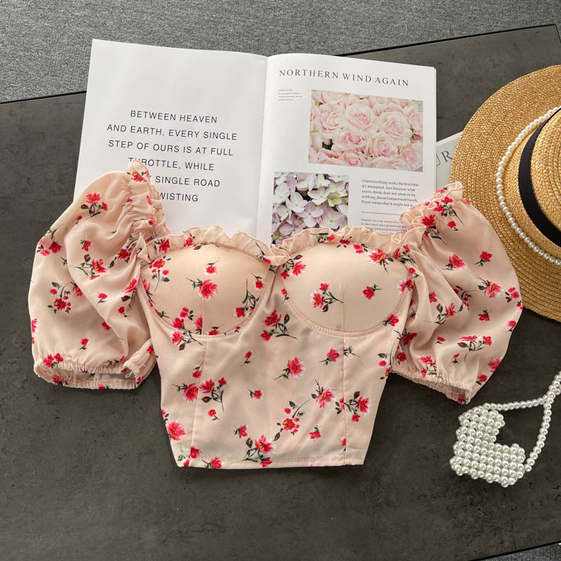 Floral Chiffon Cropped Top on Luulla